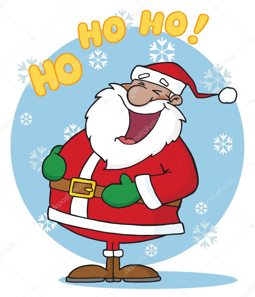 Black Santa Laughing With Ho Ho Ho Text — Stock Photo © HitToon #4727263