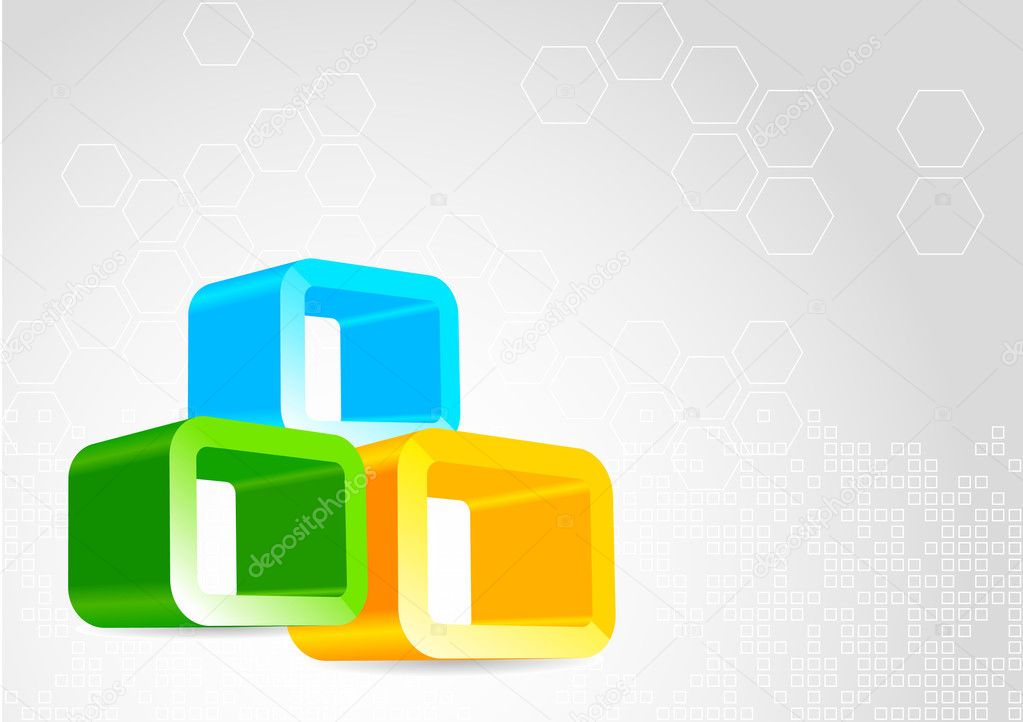 Fondo con elementos coloridos 3d. Ilustraci n vectorial 2024