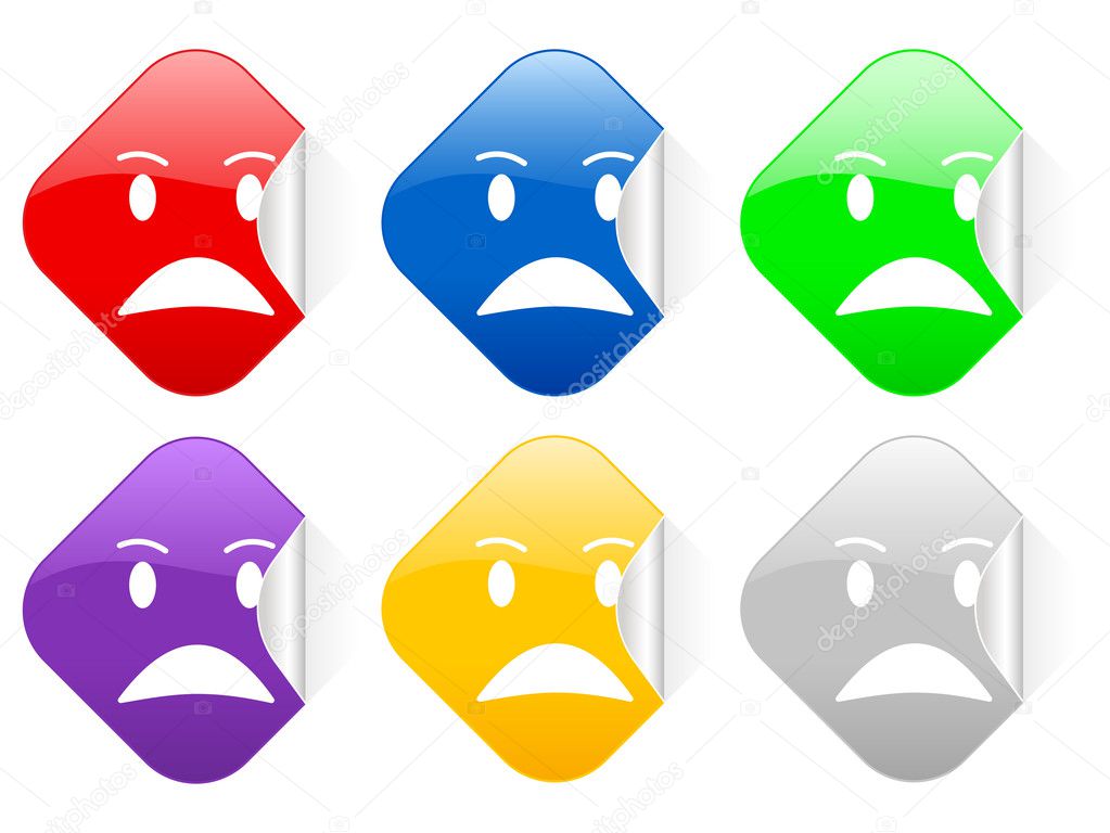 Angry face square stickers Stock Vector Image by ©julydfg #5280857