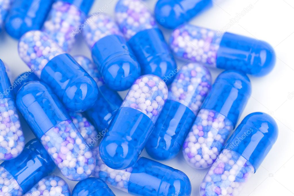 Blue pills macro — Stock Photo © spaxiax #3928635
