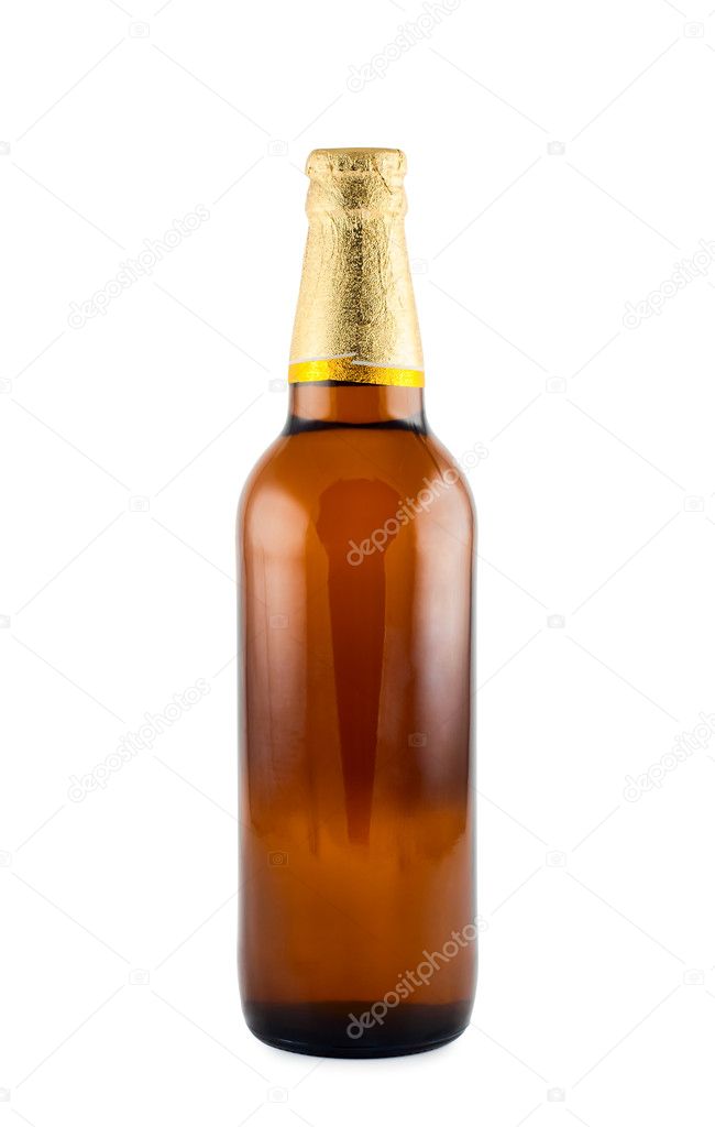 Beer bottle isolated white background. Clipping path. — Stock Photo ...