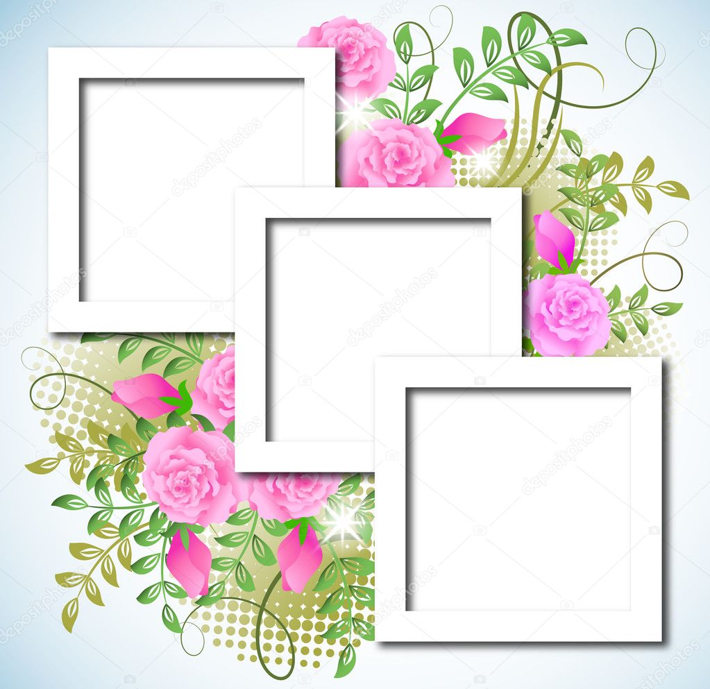 Design photo frames with roses — Stock Vector © Marisha #4188573
