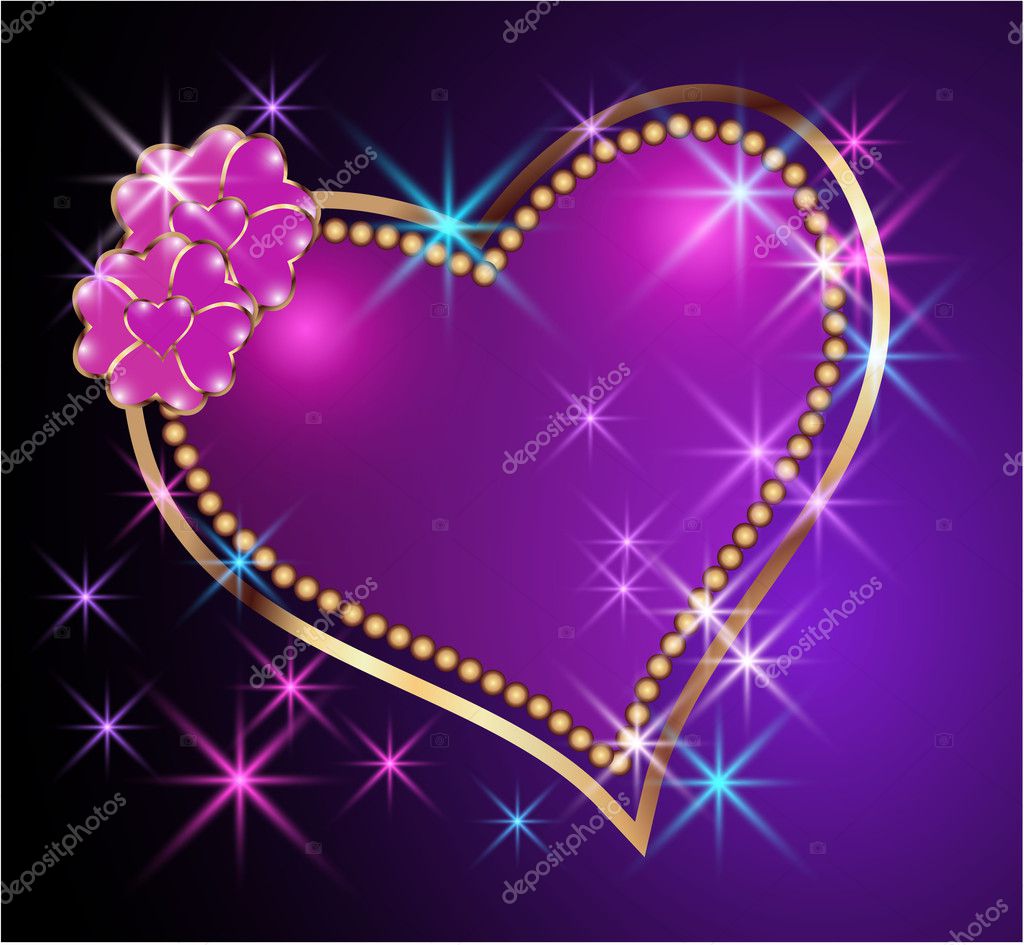 Glowing background with heart and stars — Stock Vector © Marisha #4773702