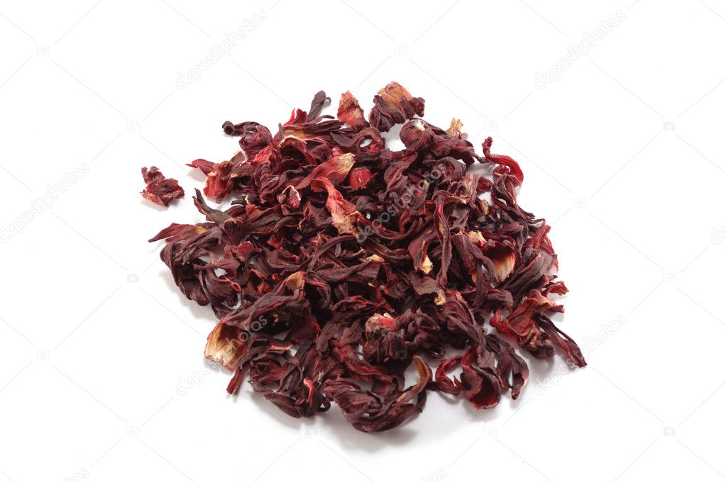 Té rojo de hibisco, también conocido como carcade sobre fondo blanco 2023