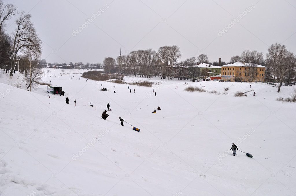 Sledding on a snowy day — Stock Photo © viknik #4803942