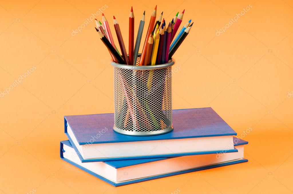 Back to school concept with books and pencils ⬇ Stock Photo, Image by ...