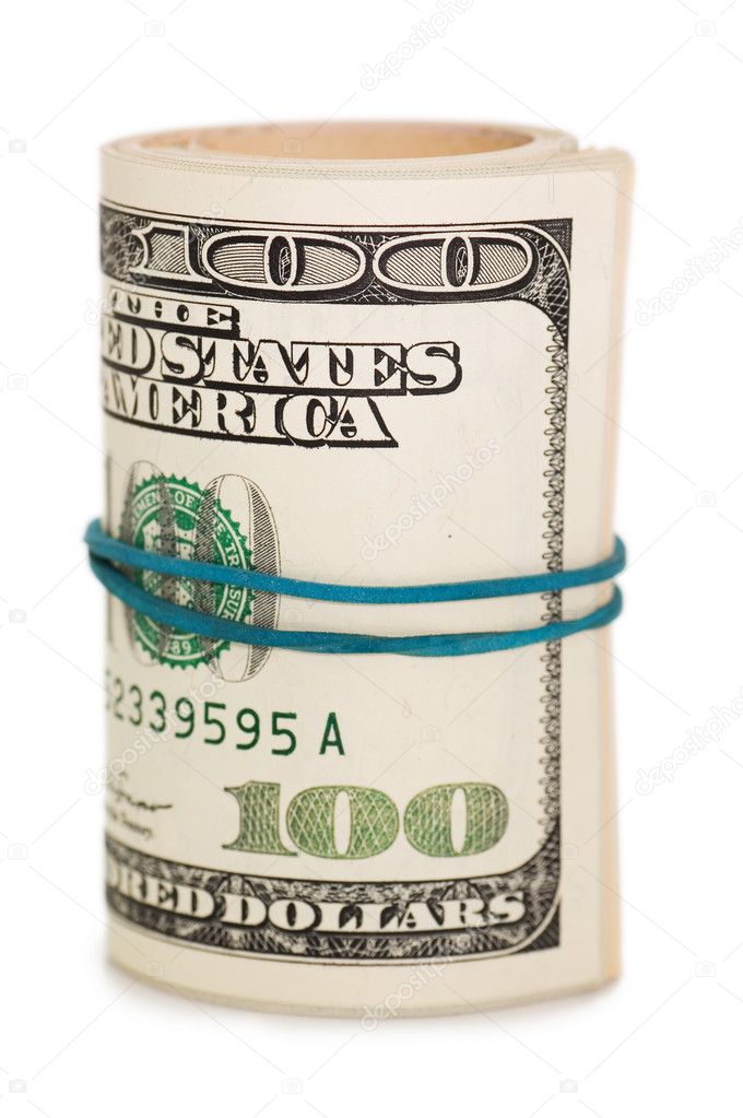 Roll of money and bow isolated on white background Stock Photo by ...