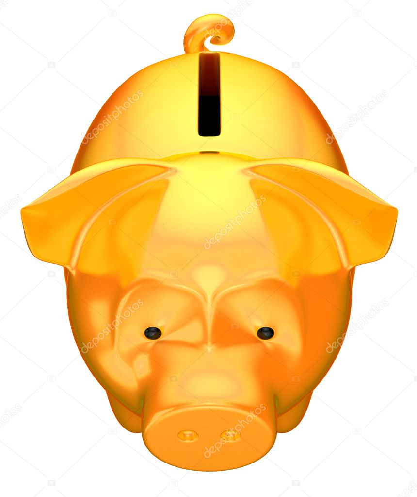 Golden piggy bank front top view — Stock Photo © Arsgera #4659793