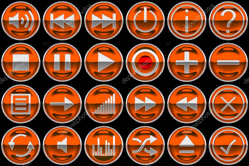 Round orange Control panel buttons Stock Photo by ©Arsgera 5155268
