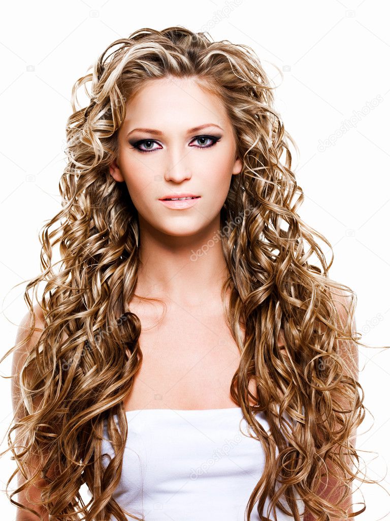 Beautiful woman with long curly hairs — Stock Photo © valuavitaly #4899987