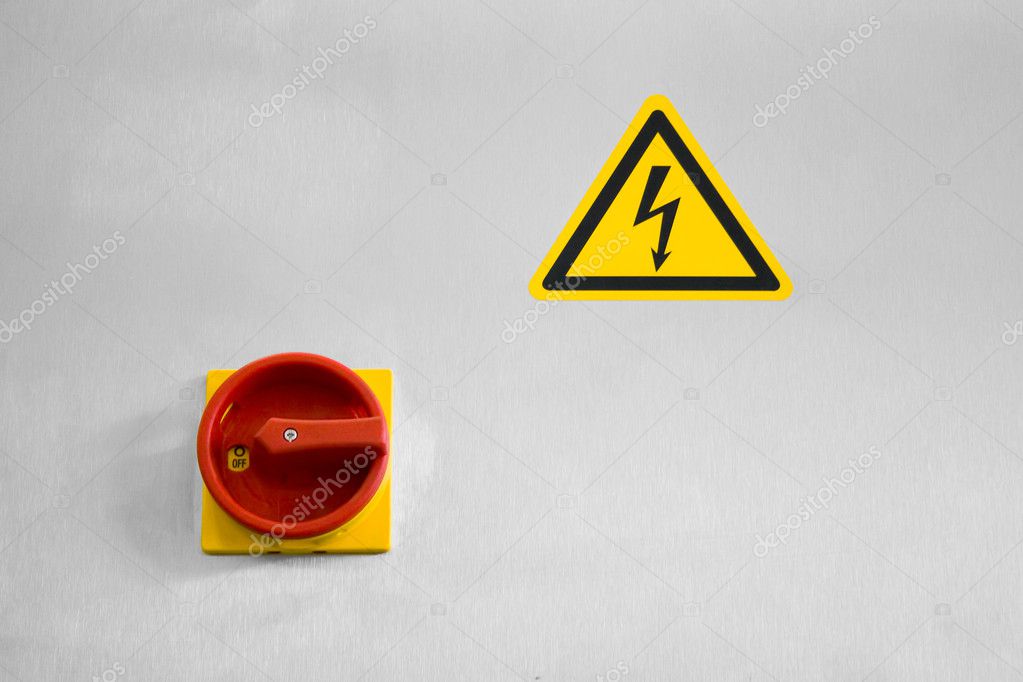 Main switch and a sign of dangerous voltage — Stock Photo © Nickondr ...