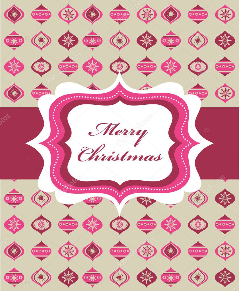 Pink Christmas background with retro frame Stock Vector Image by ...