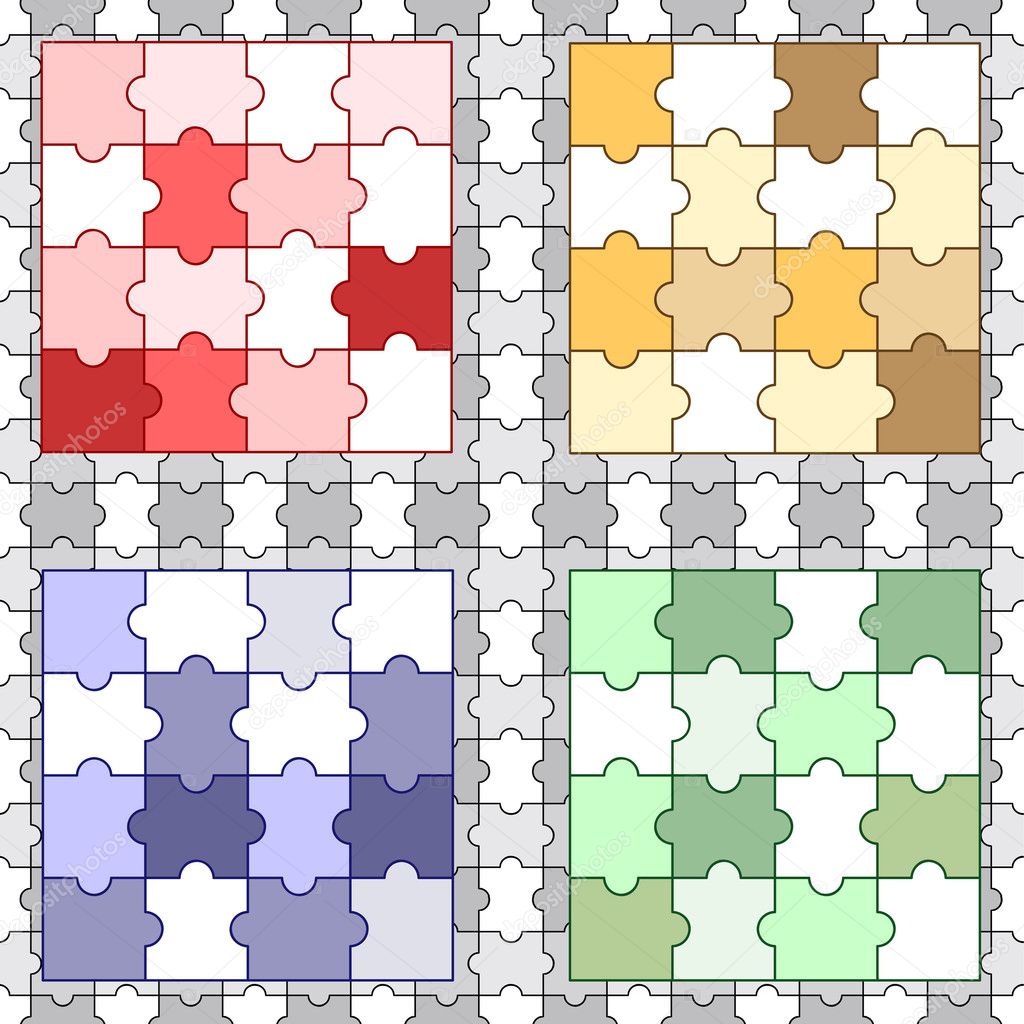 Four bright puzzles on seamless grey puzzle — Stock Vector © makarova ...