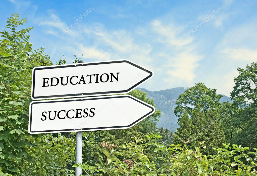 Road sign to education and success — Stock Photo © vaeenma #4761794