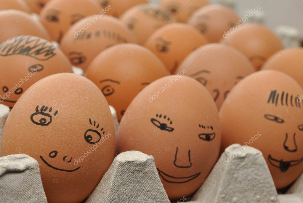 Eggs with faces — Stock Photo © kilukilu #5227159