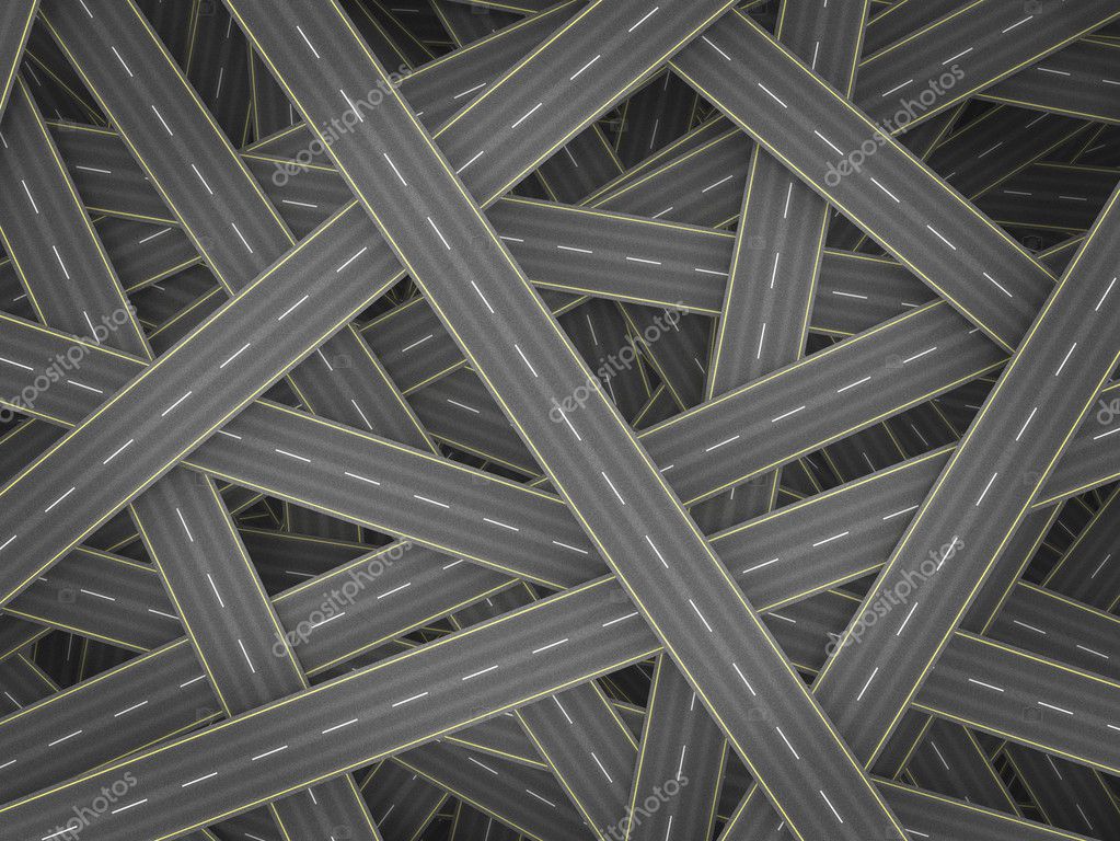 Many roads concept. Abstract transportation background — Stock Photo ...