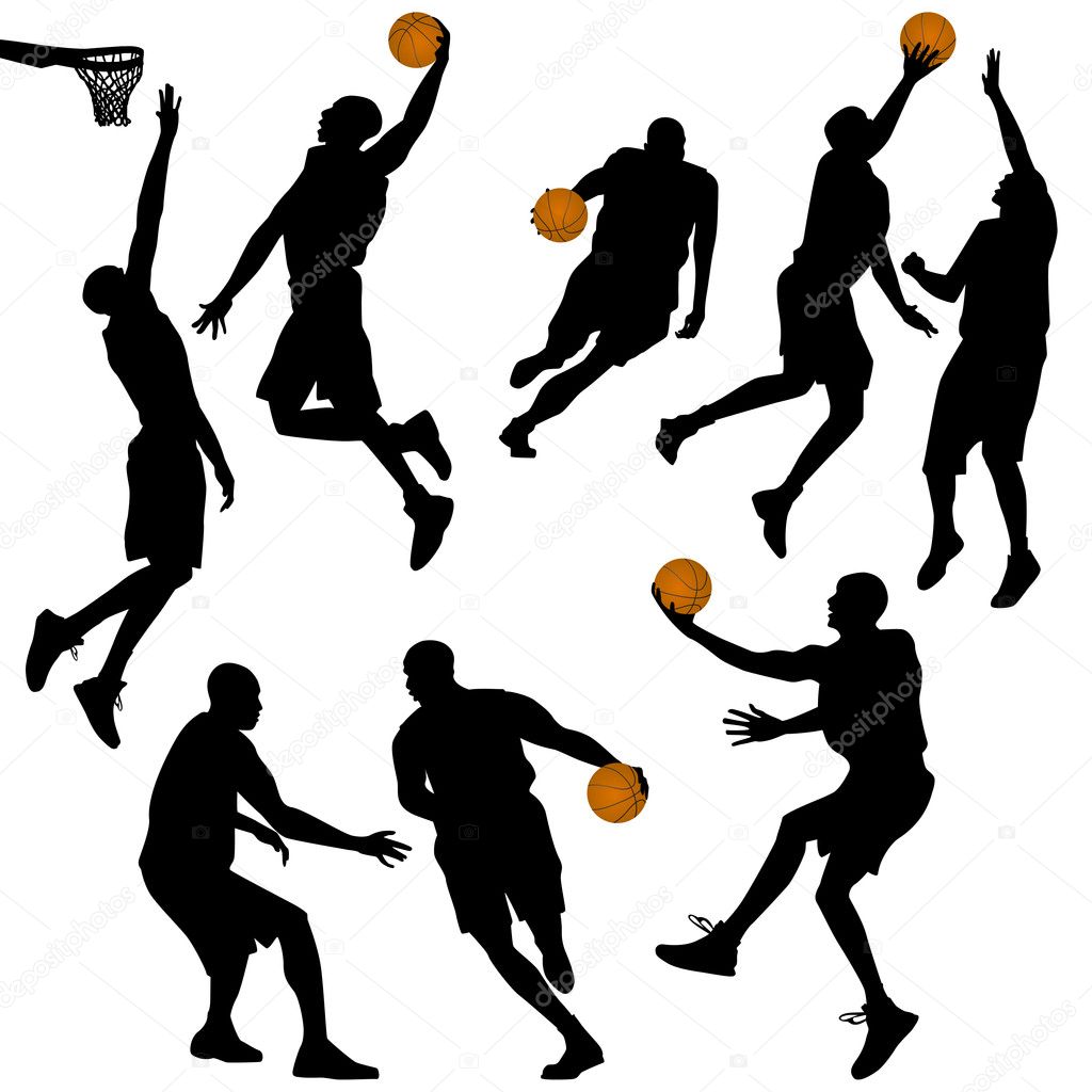 Basketball, silhouettes collection - vector Stock Vector Image by ...