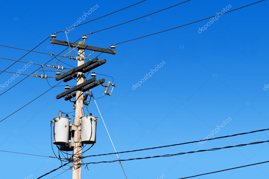 Power line post and blue sky — Stock Photo © Mirage3 #4238537