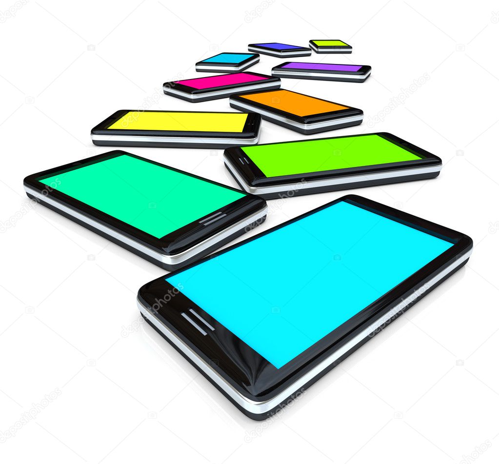 Smart Phones - Array of Colored Screens — Stock Photo © iqoncept #4439849