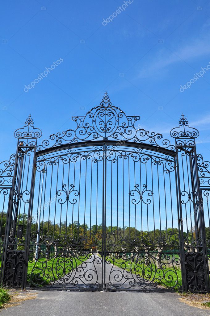 Wrought Iron Gate Seen Close Blue Sky Stock Photo by ©sanddebeautheil ...
