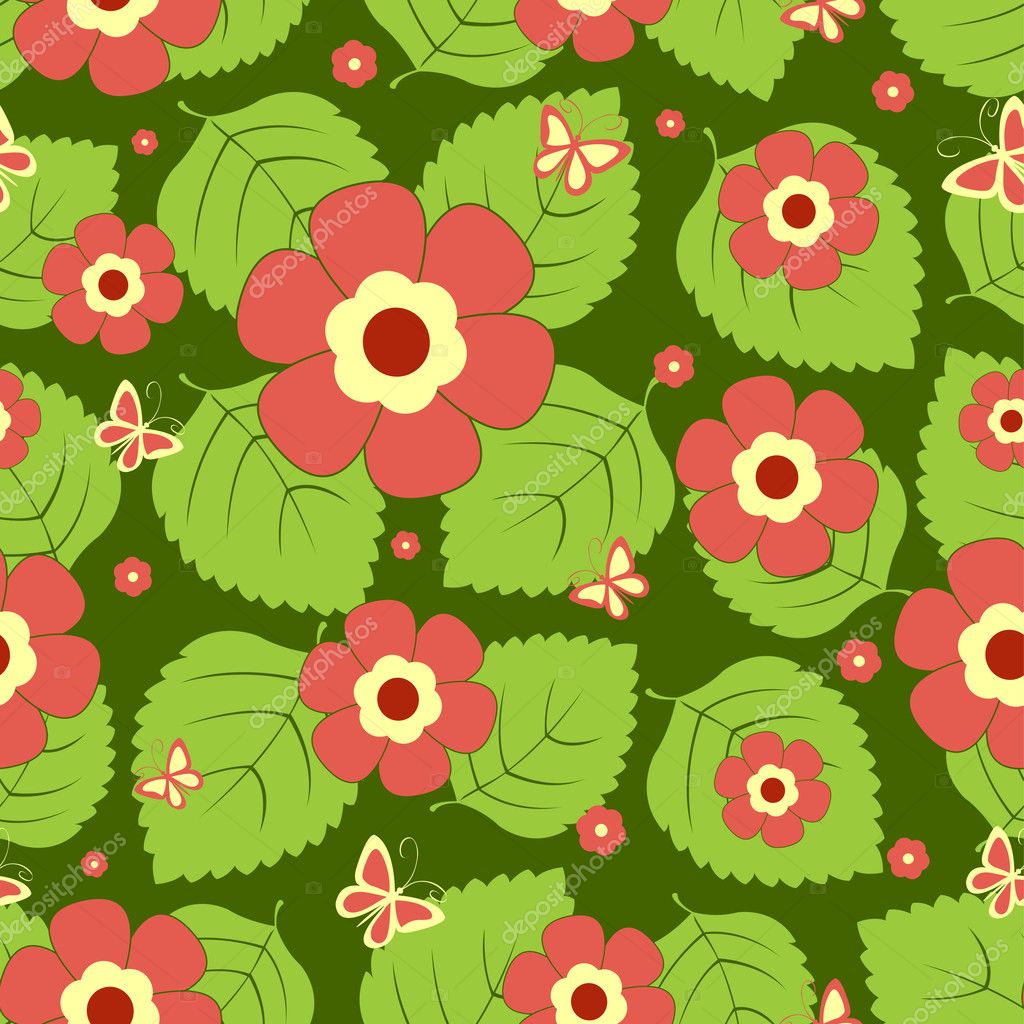 Seamless Pattern Red Flowers — Stock Vector © Amalga 4287674