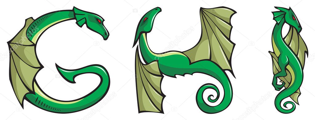 Dragons alphabet: GHI — Stock Photo © ensiferum #5240630