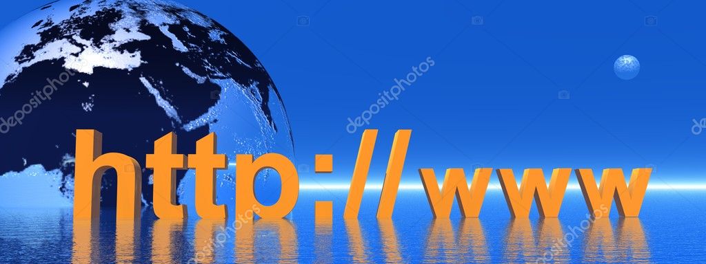 Orange Http Front Earth Blue Background — Stock Photo © Elenarts #4934798
