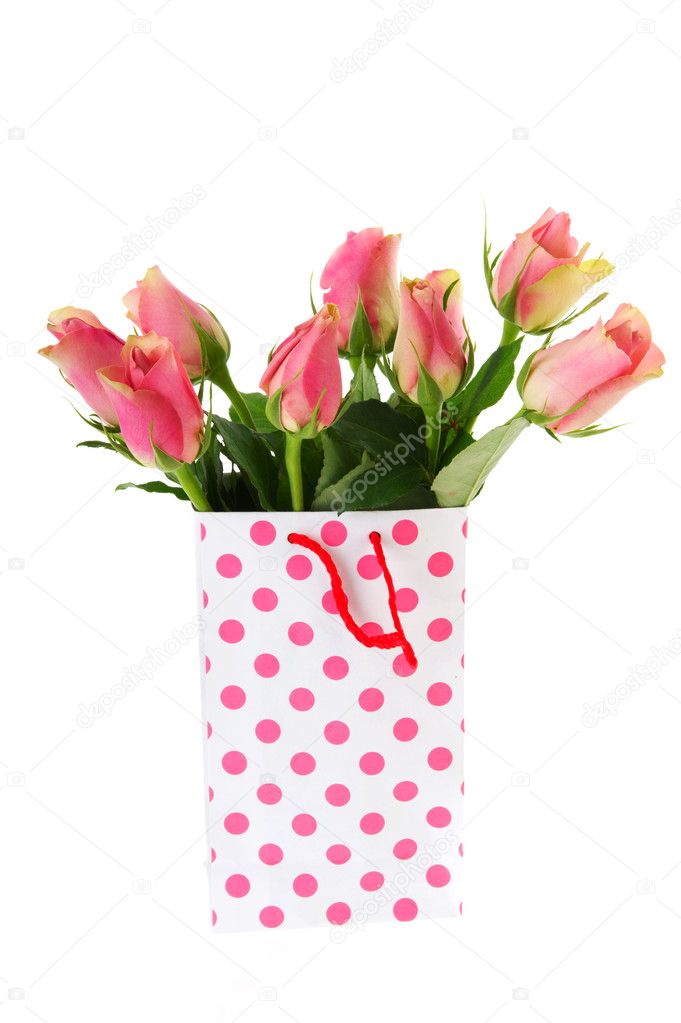 Pink gift roses — Stock Photo © ivonnewierink #4890491