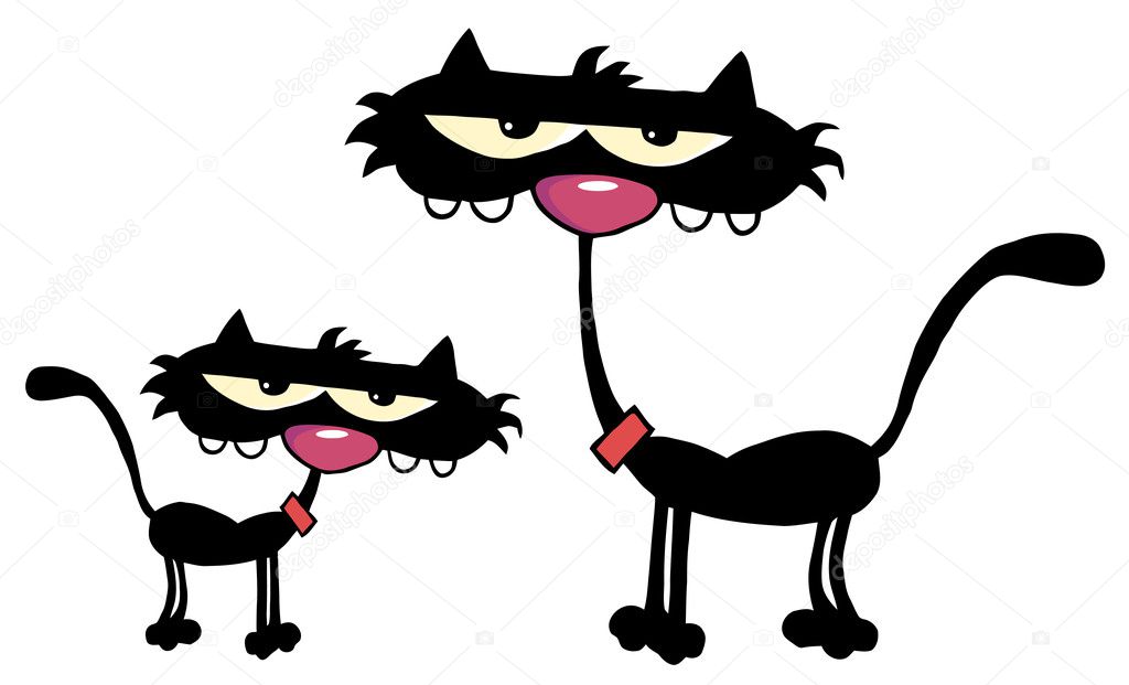 Cute Black Kitten Father Stock Illustration by ©HitToon #4725279