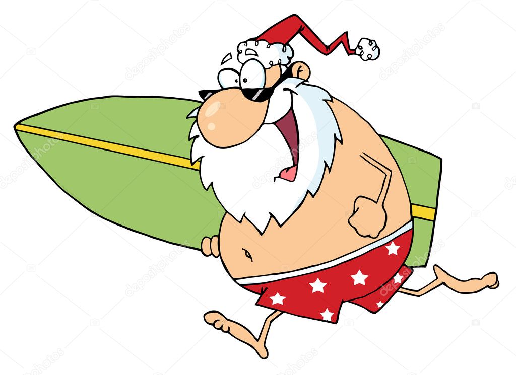 Cartoon Santa Surfer — Stock Photo © HitToon #4725714