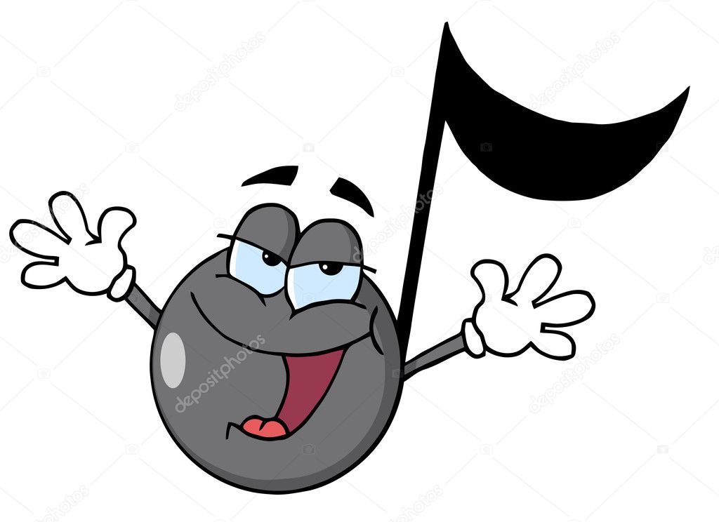 Cartoon Music Notes Singing