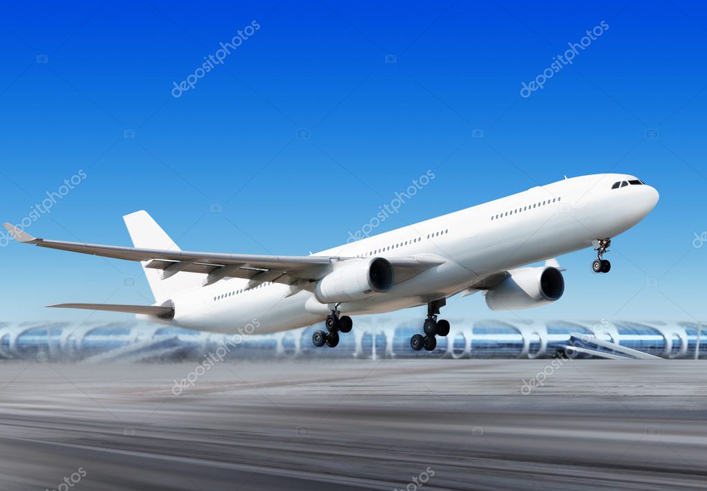 Flying-off plane from airport — Stock Photo © ssuaphoto #4585530