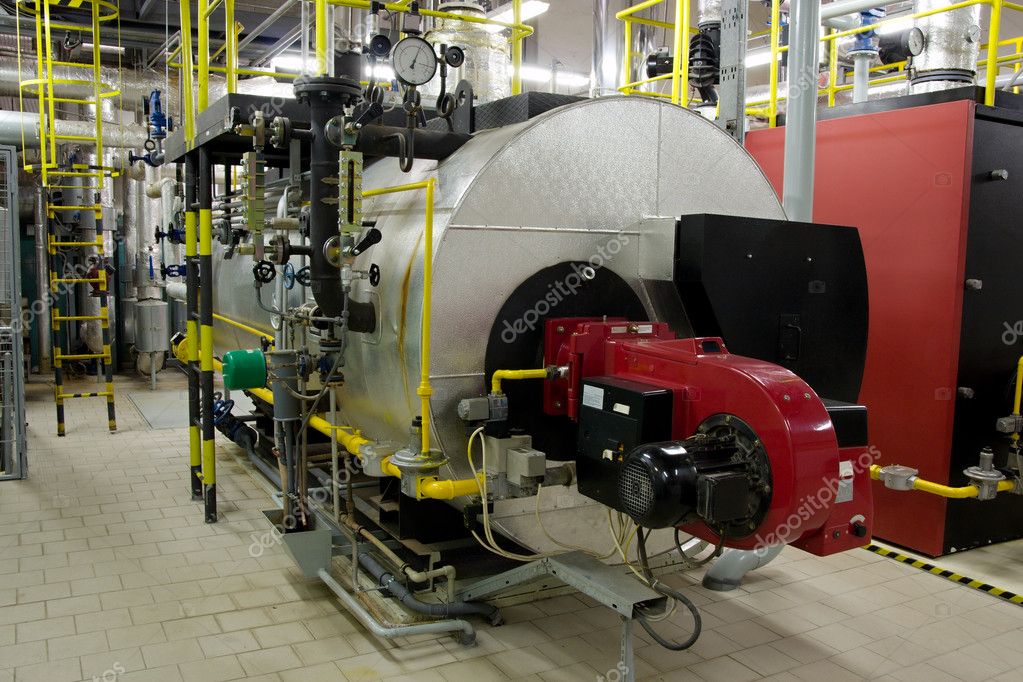 Gas boilers in gas boiler room — Stock Photo © xtrekx #4670946