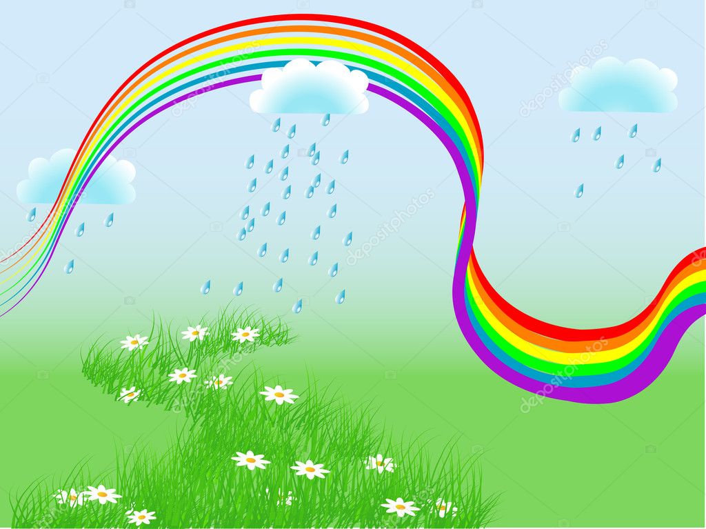Rainbow over garden Stock Vector Image by ©sarininka #4931083
