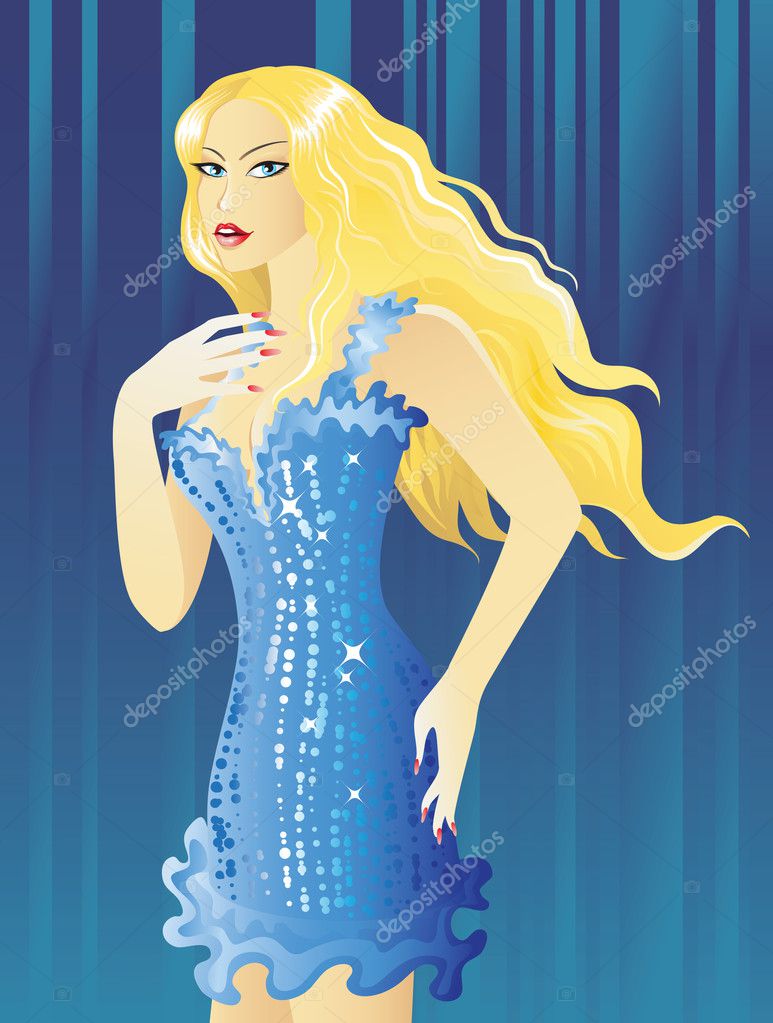 Girl in blue dress Stock Vector Image by ©Escada #5020278