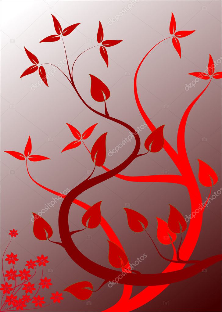 An abstract red japanese style floral vector design — Stock Vector ...