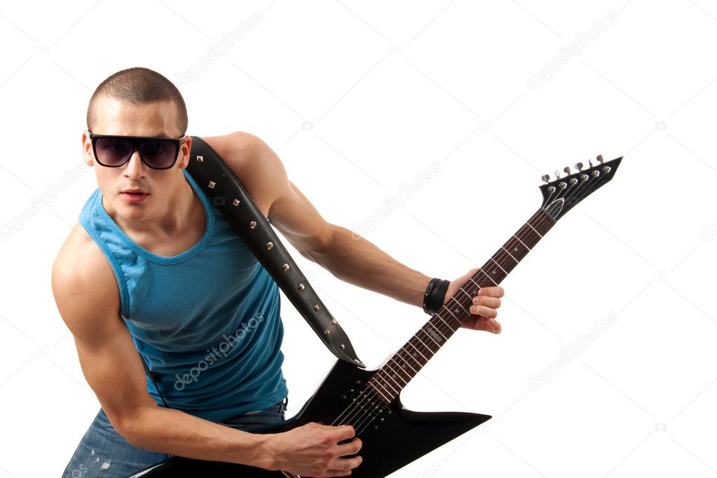 Handsome guitarist — Stock Photo © feedough #4198679