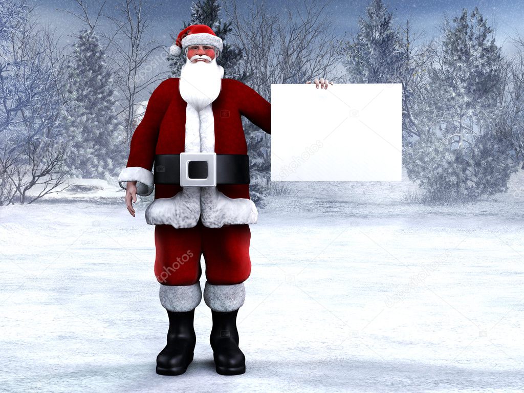 Santa Claus holding a blank sign. — Stock Photo © sarah5 #4208508