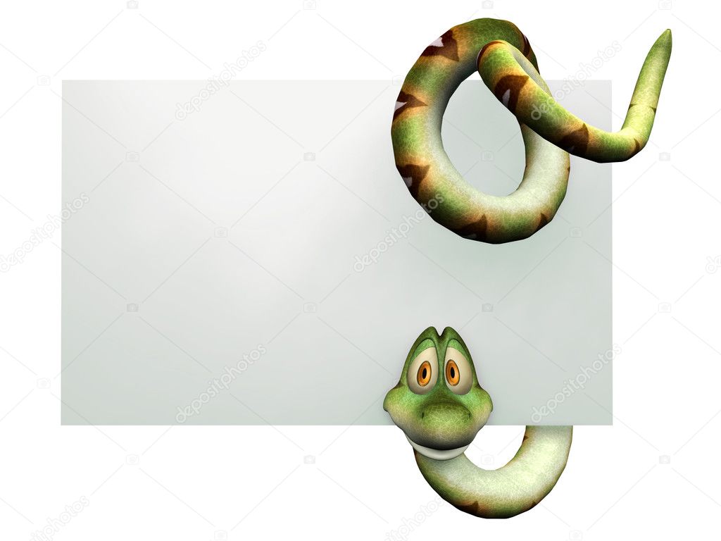 Cartoon snake hanging on blank sign. Stock Photo by ©sarah5 4208530