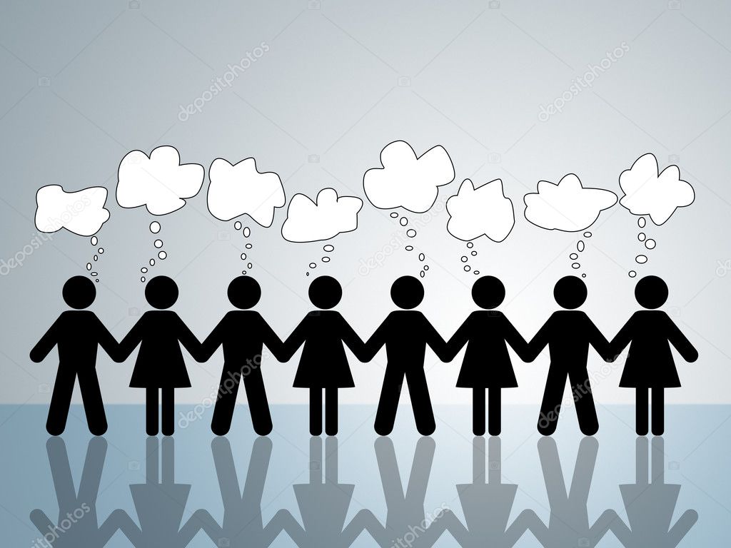 Paper Chain Figures Holding Hands Having Different Thoughts Concept ...