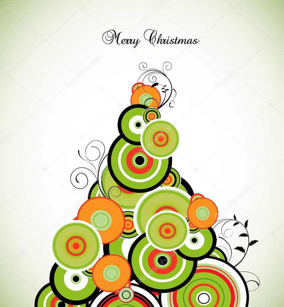 Retro Circle Christmas Tree. Vector Stock Vector Image by ©emaria #4140665
