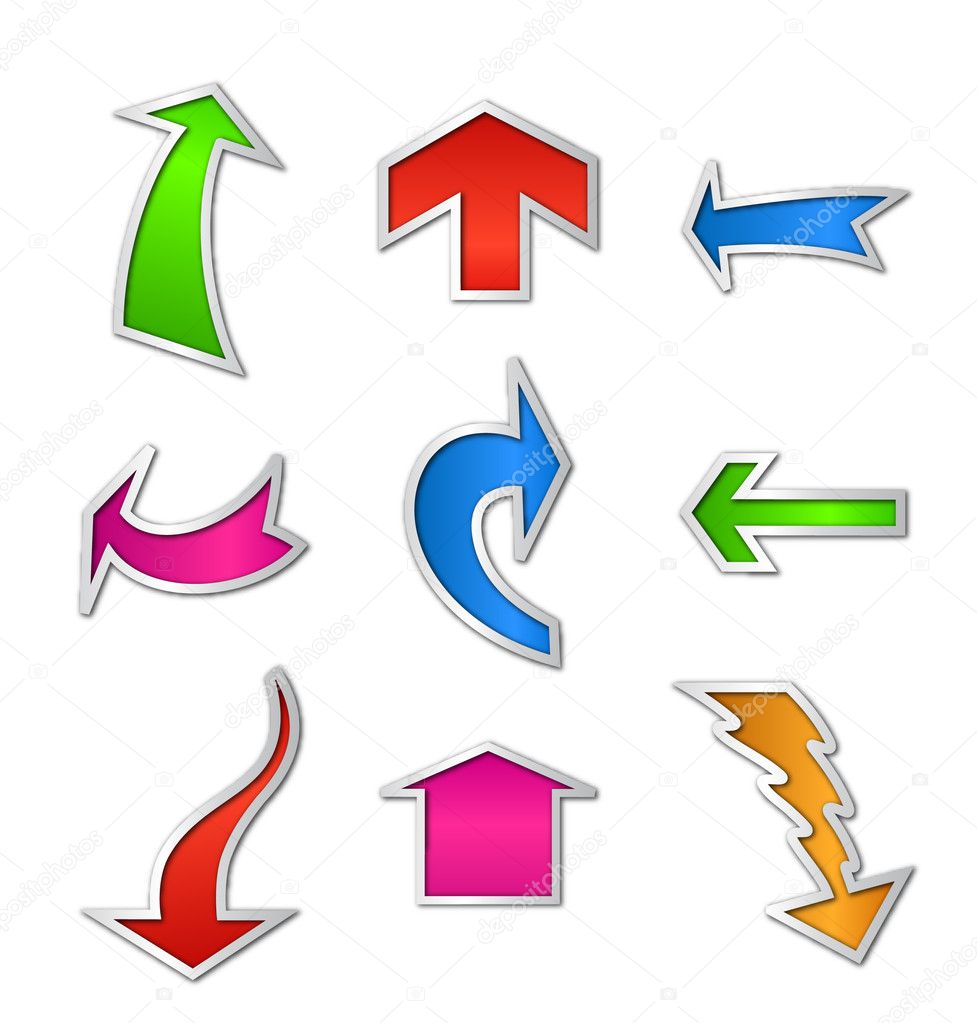 Set colorful arrow stickers. Vector illustration Stock Vector Image by ...