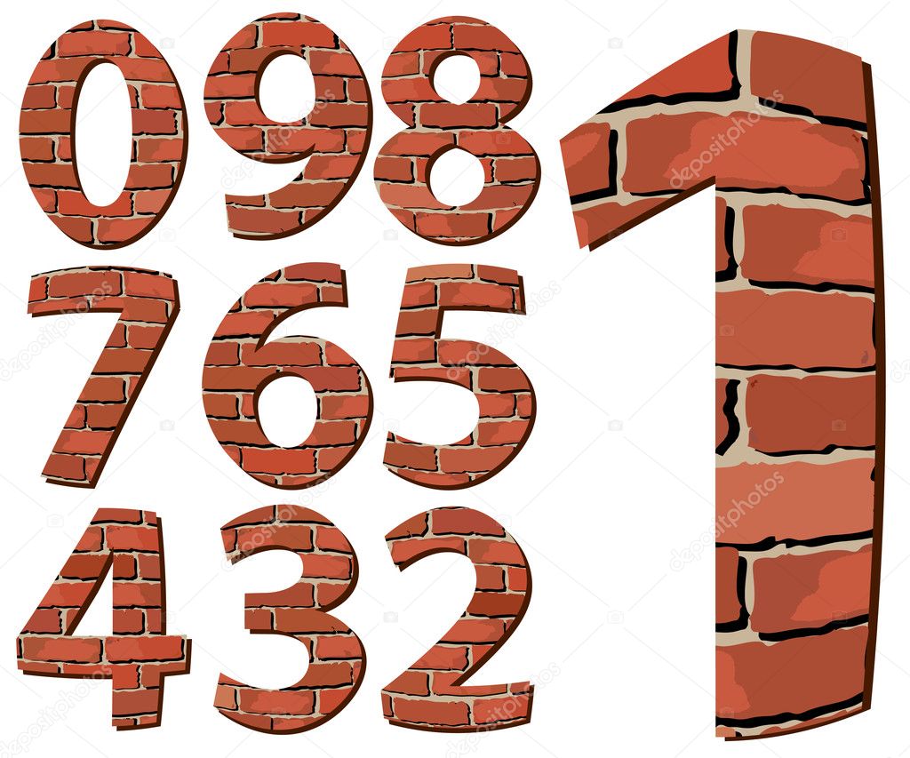 Set vector brick digit alphabet (digit) Stock Vector Image by ©emaria ...