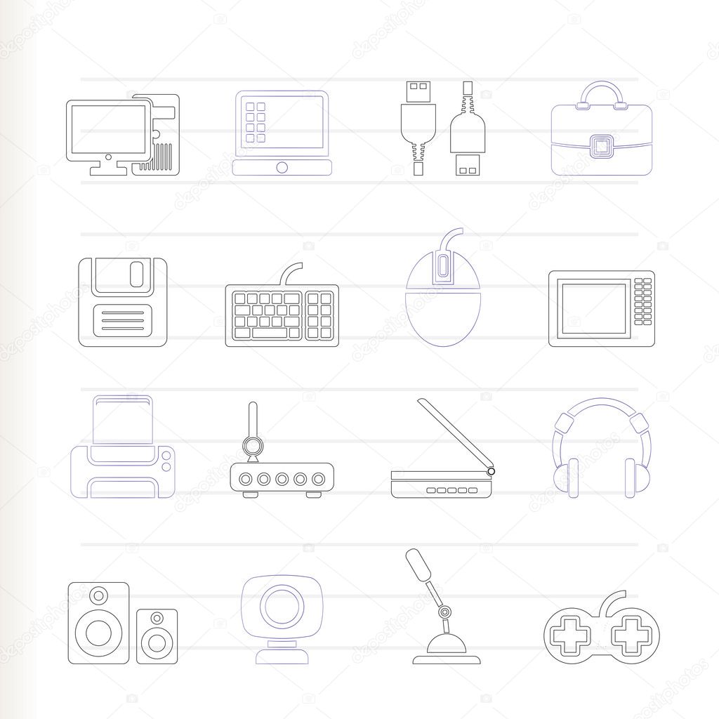 Computer equipment and periphery icons Stock Vector Image by ©stoyanh ...
