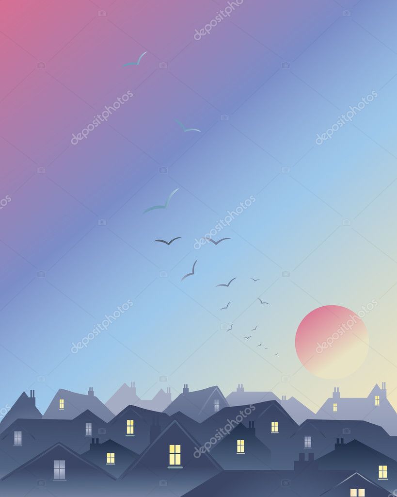 Red sky in the city Stock Vector Image by ©emjaysmith #5059593