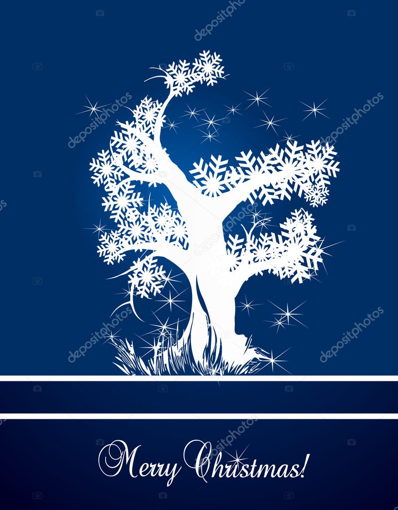 Snow tree vector background card Stock Vector by ©krabata 4090678
