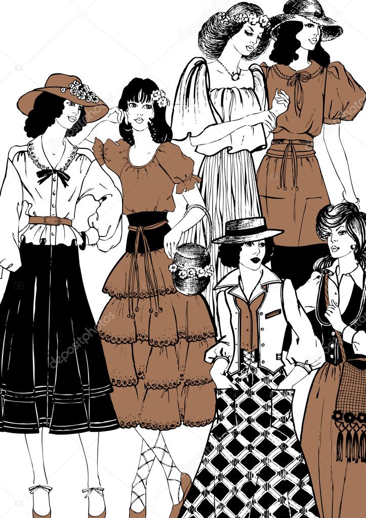 Vintage woman vector background Stock Vector Image by ©krabata #4097568