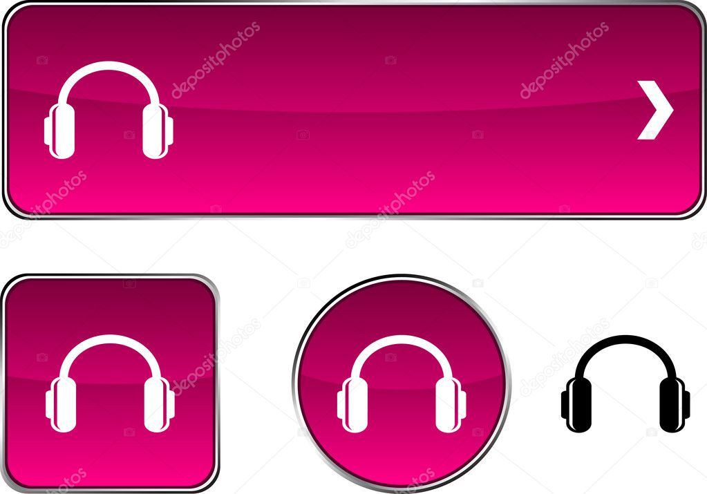 Headphones button set. Stock Vector Image by ©Maxborovkov #5312894