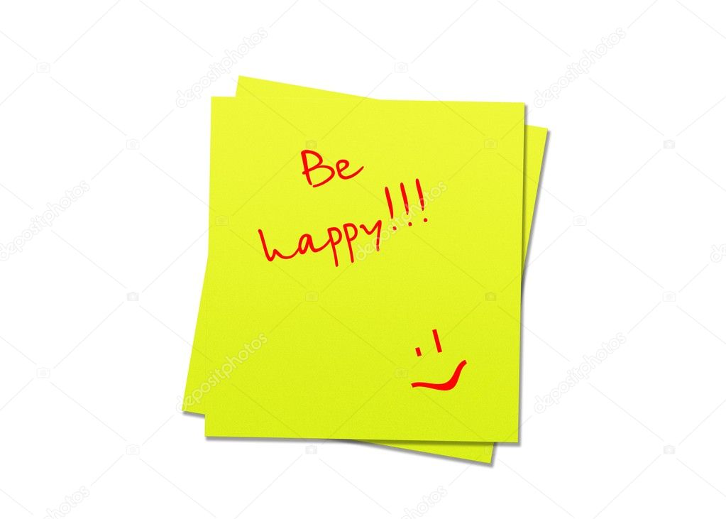 Sticky note be happy Stock Photo by ©578foot 3969668