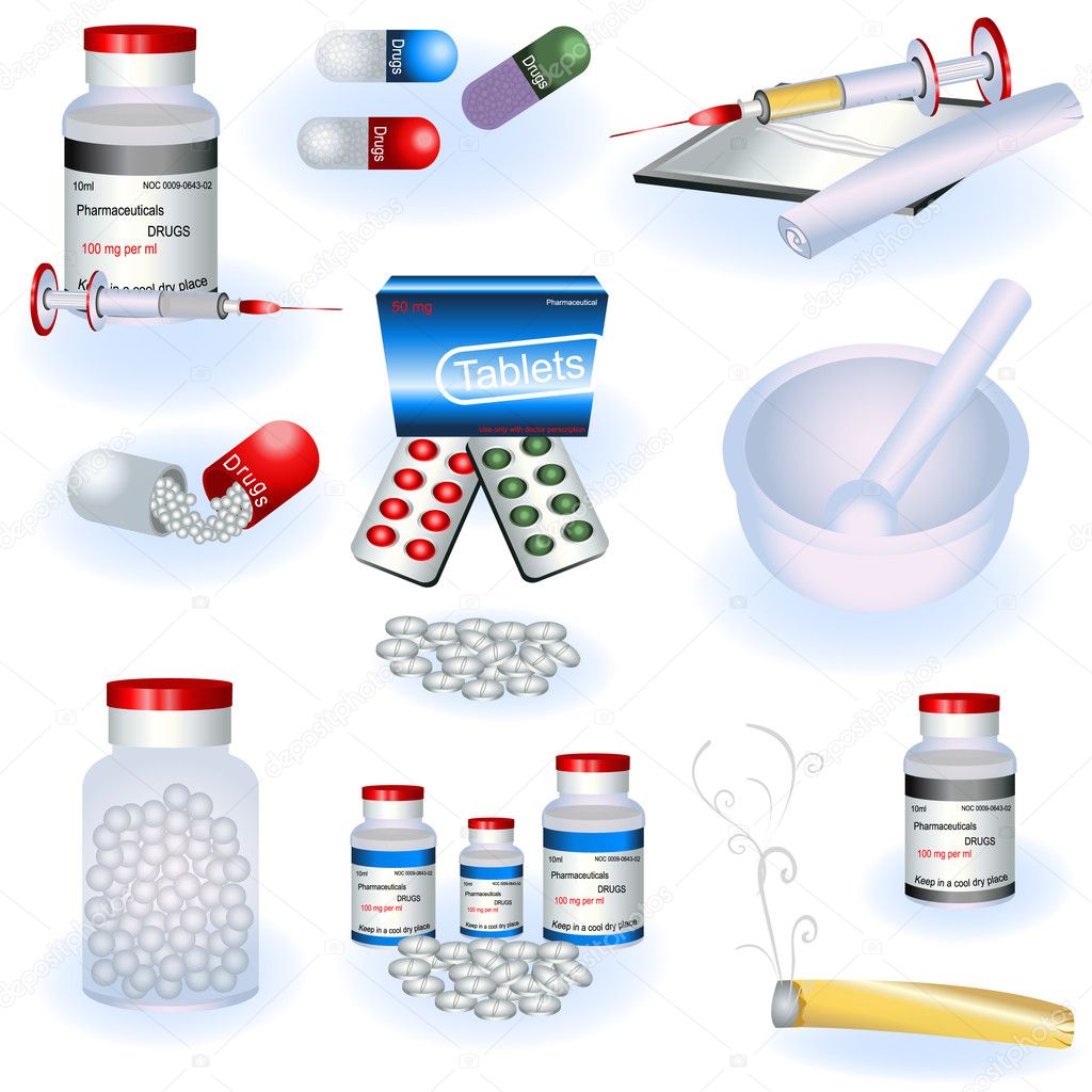 Collection Color Drugs Icons Vector Illustration Stock Vector Image by ...